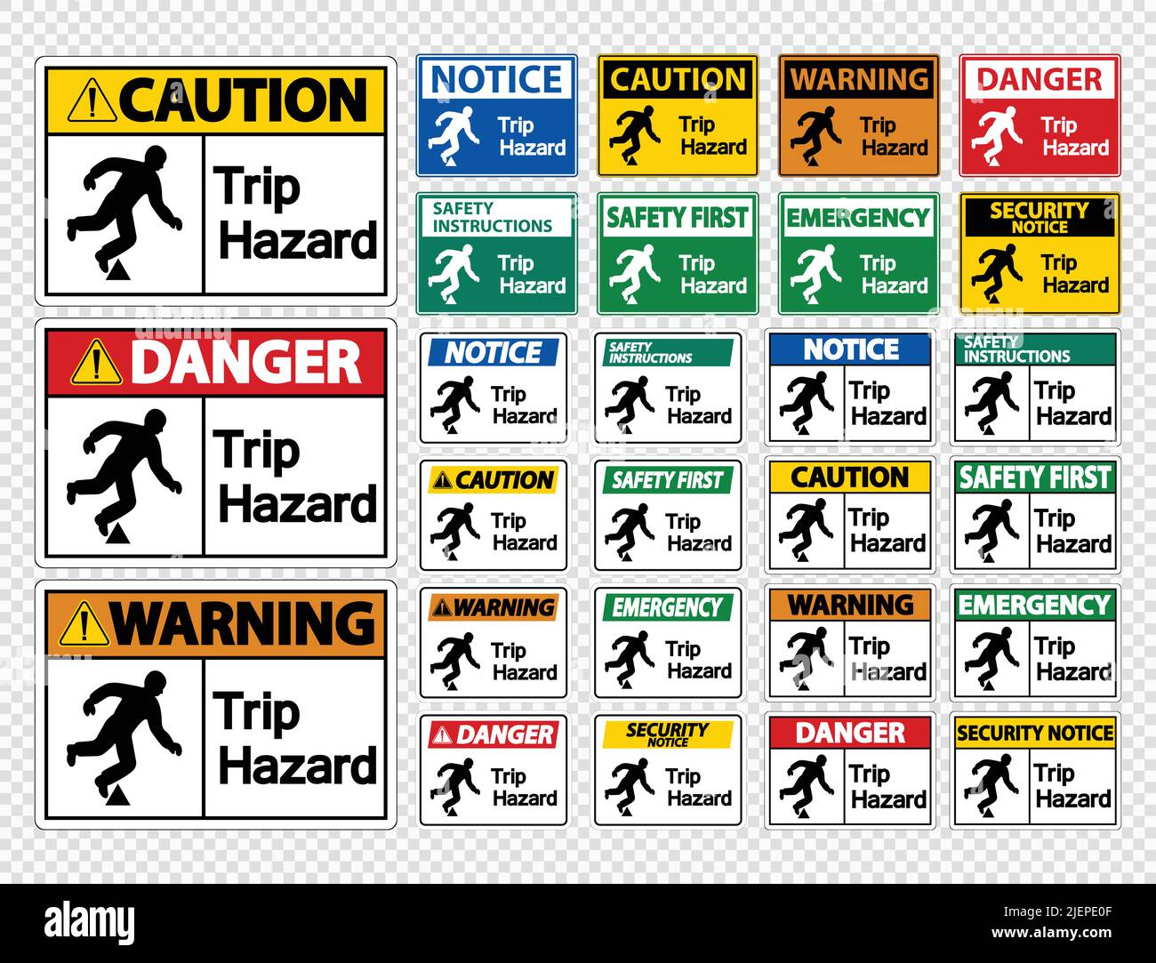 Set Trip Hazard Symbol Sign on transparent background,Vector ...