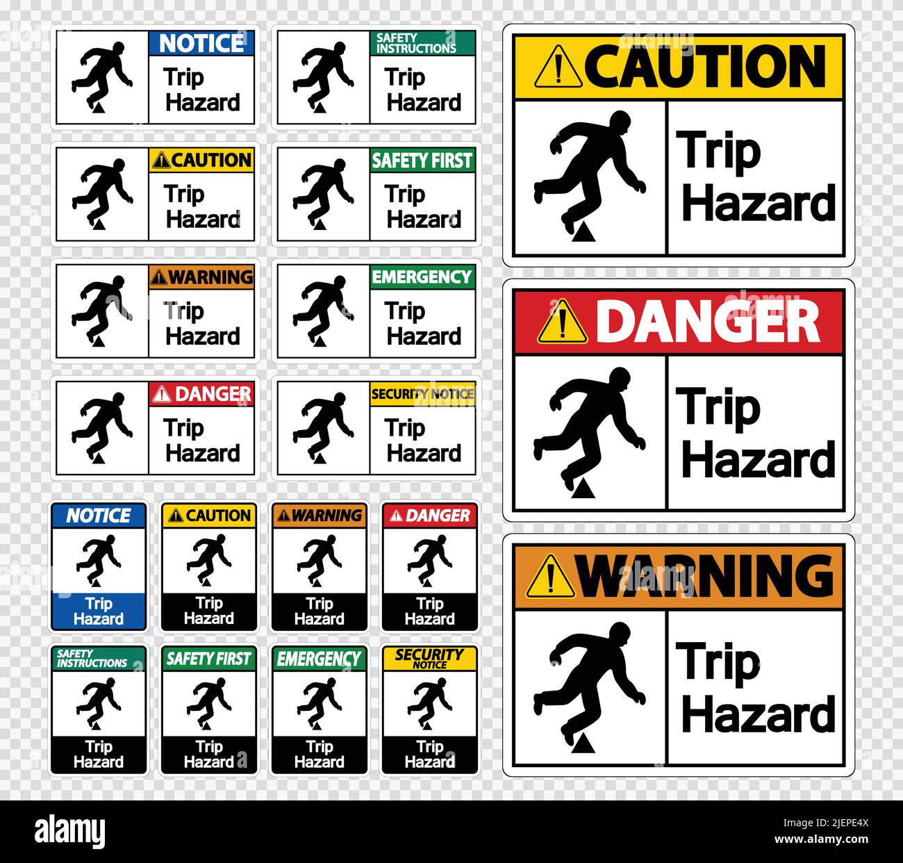 Set Trip Hazard Symbol Sign on transparent background Stock Vector ...