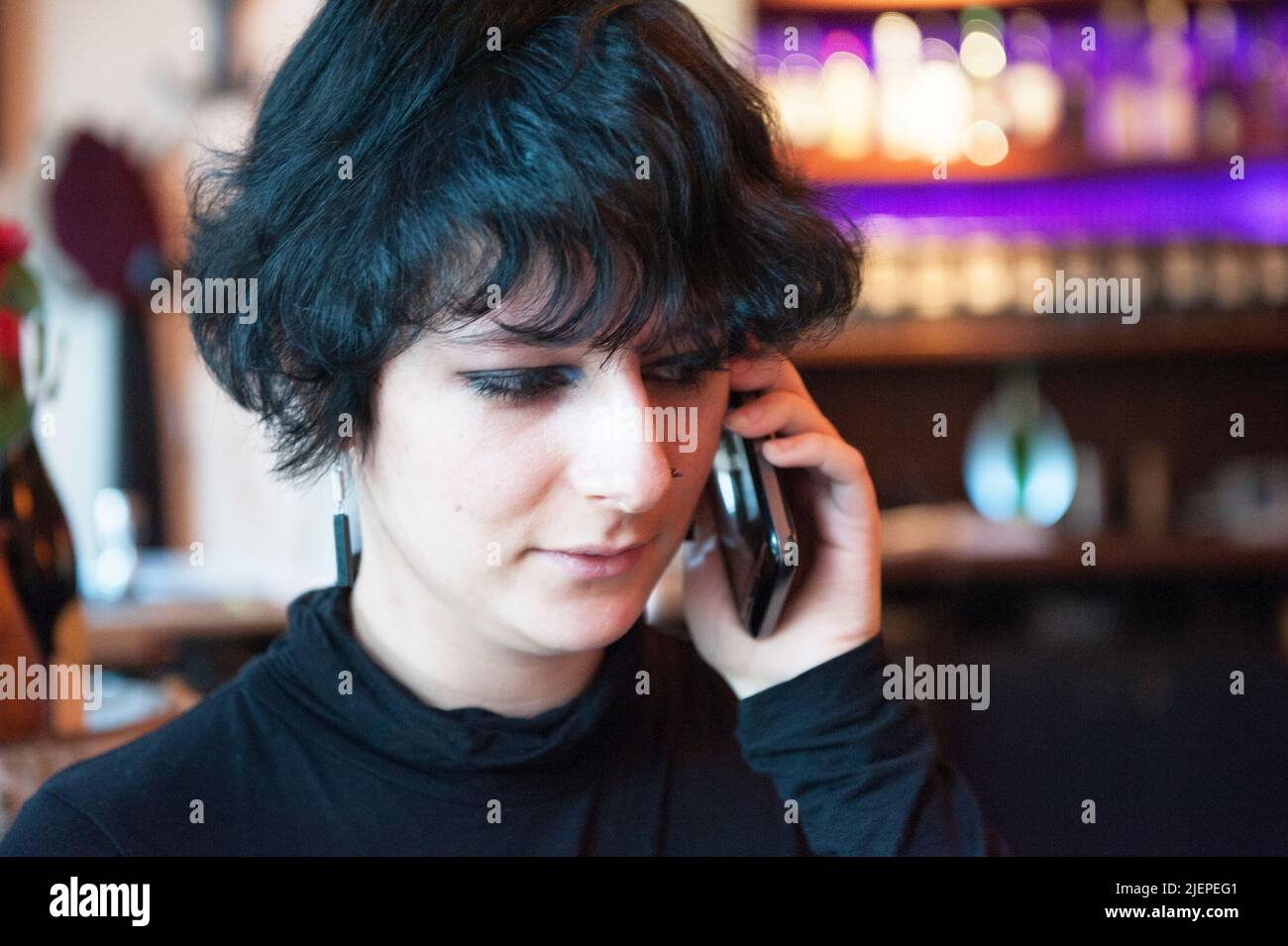 Tilburg, Netherlands. Young adult caucasian woman performing an ...
