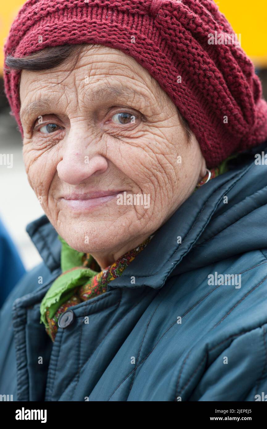 Sofia, Bulgaria. Portrait of an Elderly, Caucasian Woman wearing a ...