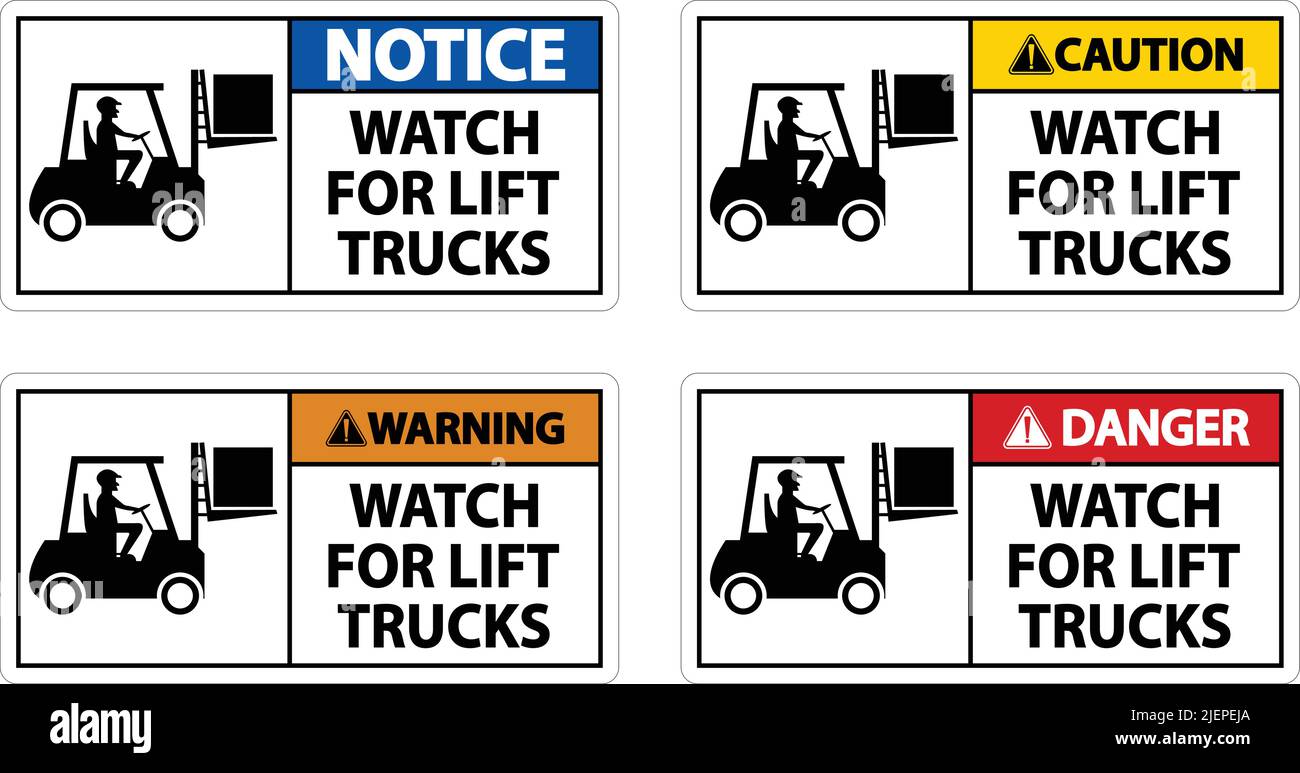 Caution Watch For Lift Trucks Sign On White Background Stock Vector ...