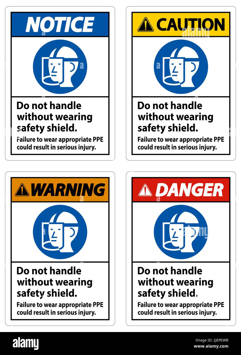 Warning Sign Do Not Handle Without Wearing Safety Shield, Failure To ...