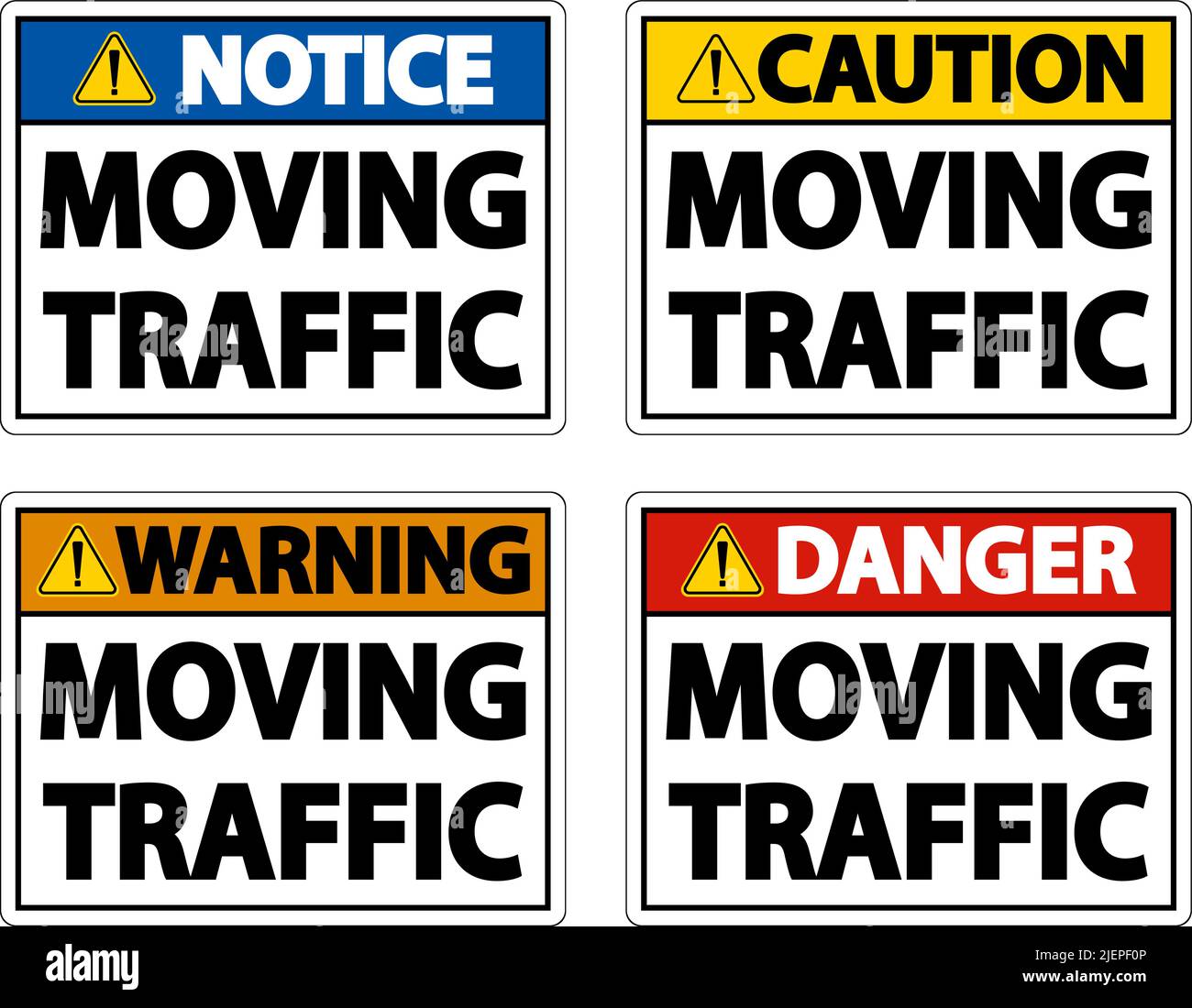 Caution Moving Traffic Sign On White Background Stock Vector Image ...