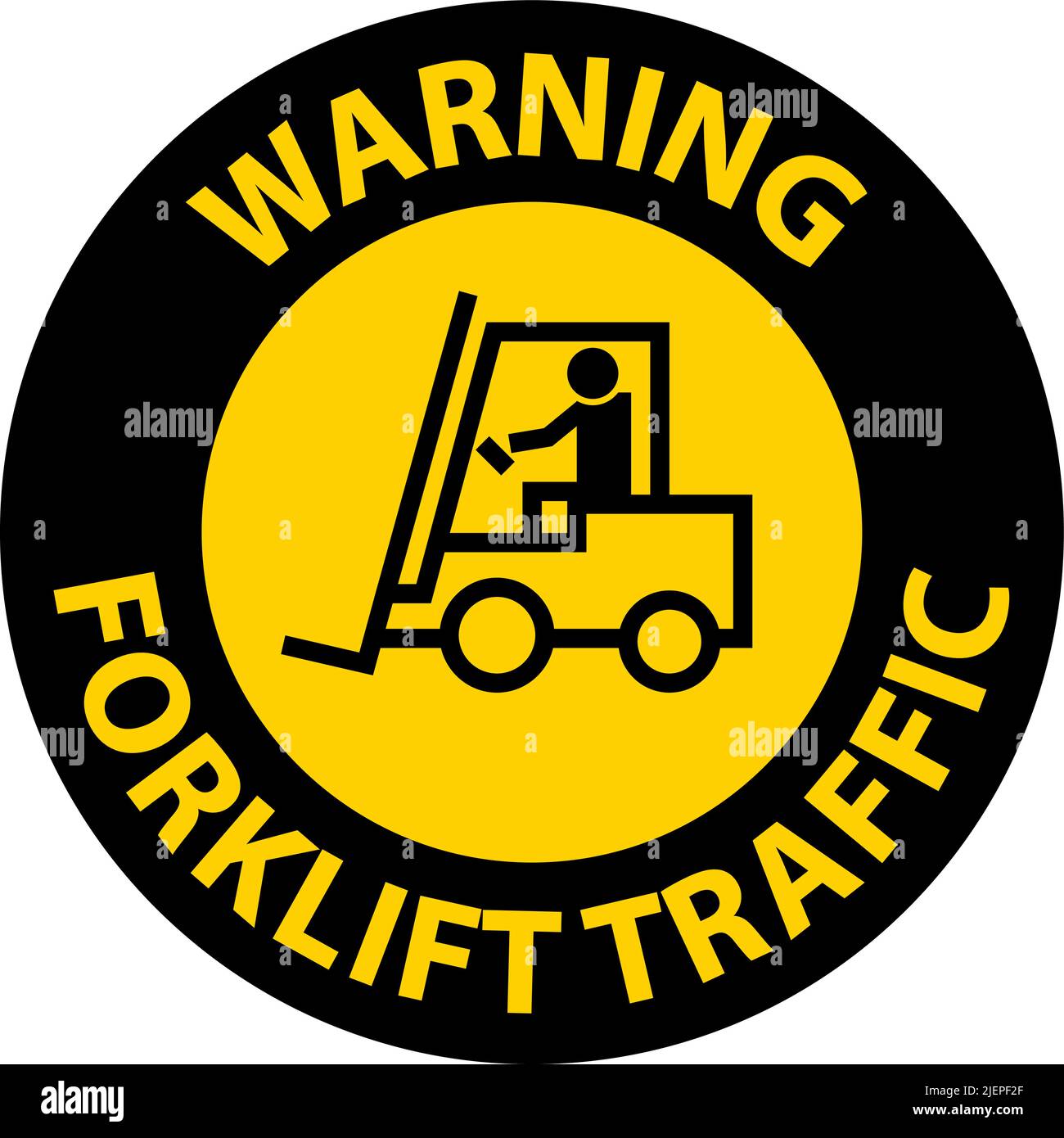 Warning Forklift Traffic Floor Sign On White Background Stock Vector ...
