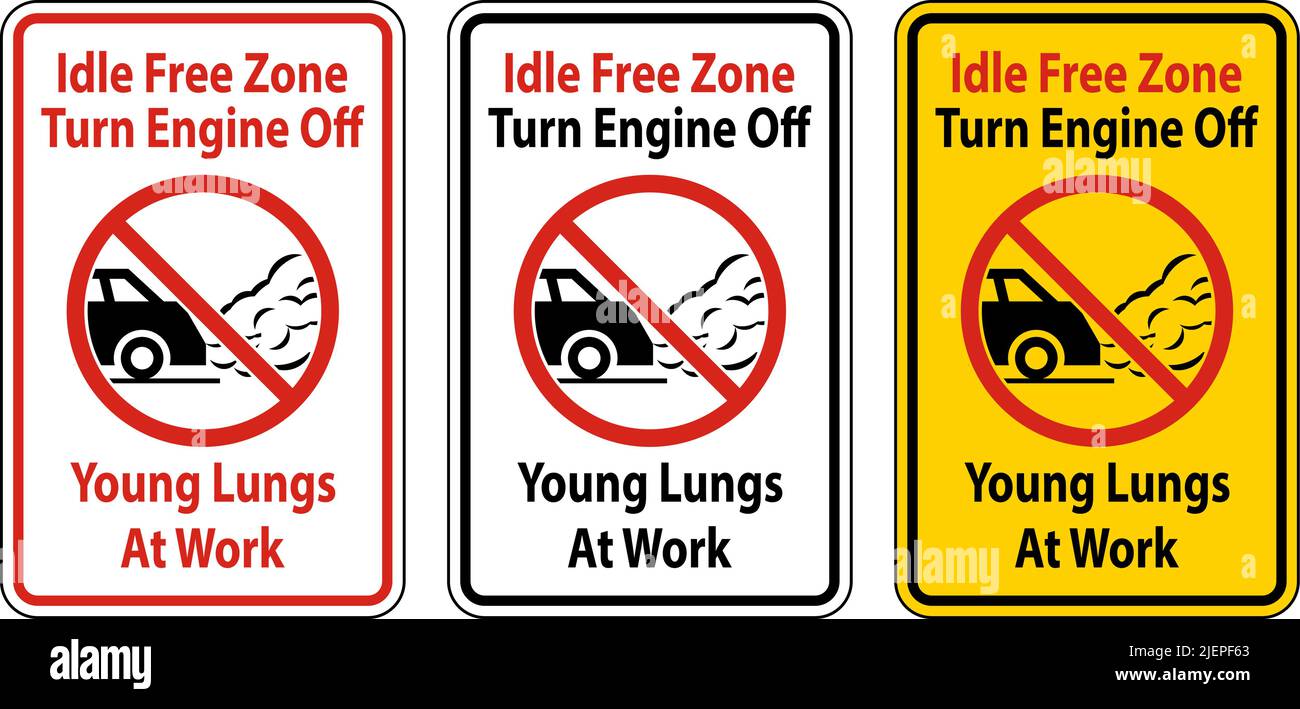 No Idling Zone Please Turn Off Engine Sign On White Background Stock ...