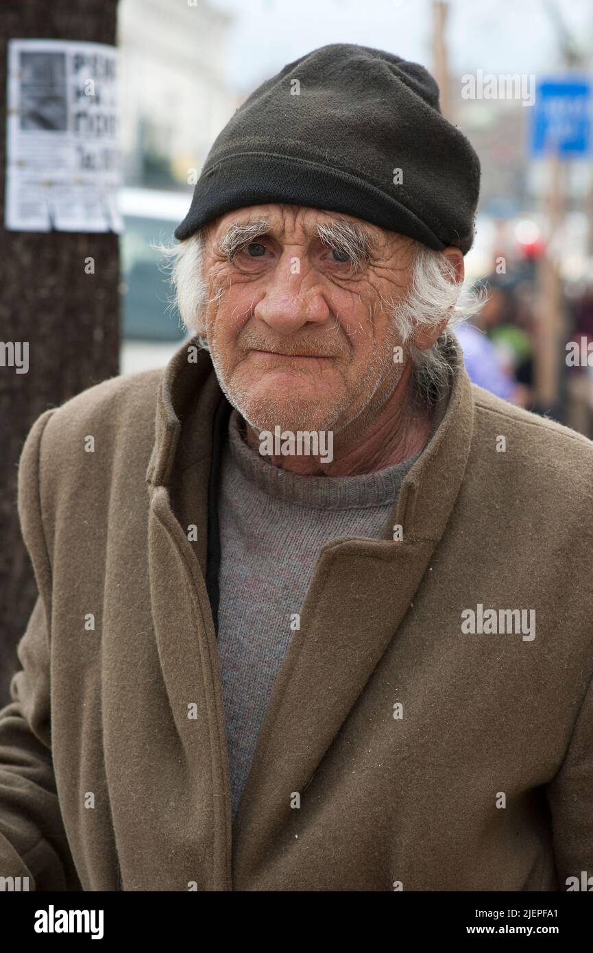 Sofia, Bulgaria. Portrait of an Elderly, Caucasian male wearing Winter ...