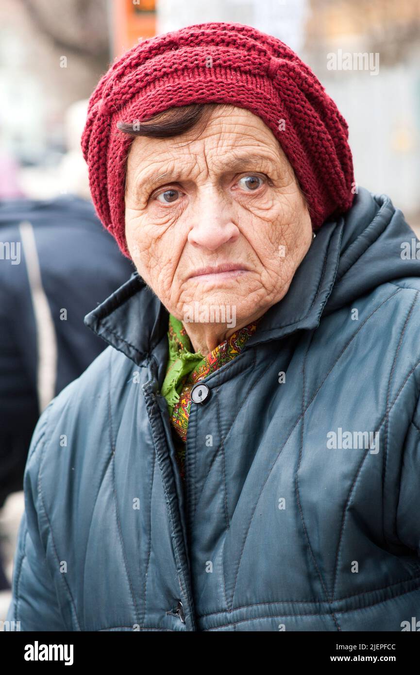 Sofia, Bulgaria. Portrait of an Elderly, Caucasian Woman wearing a ...