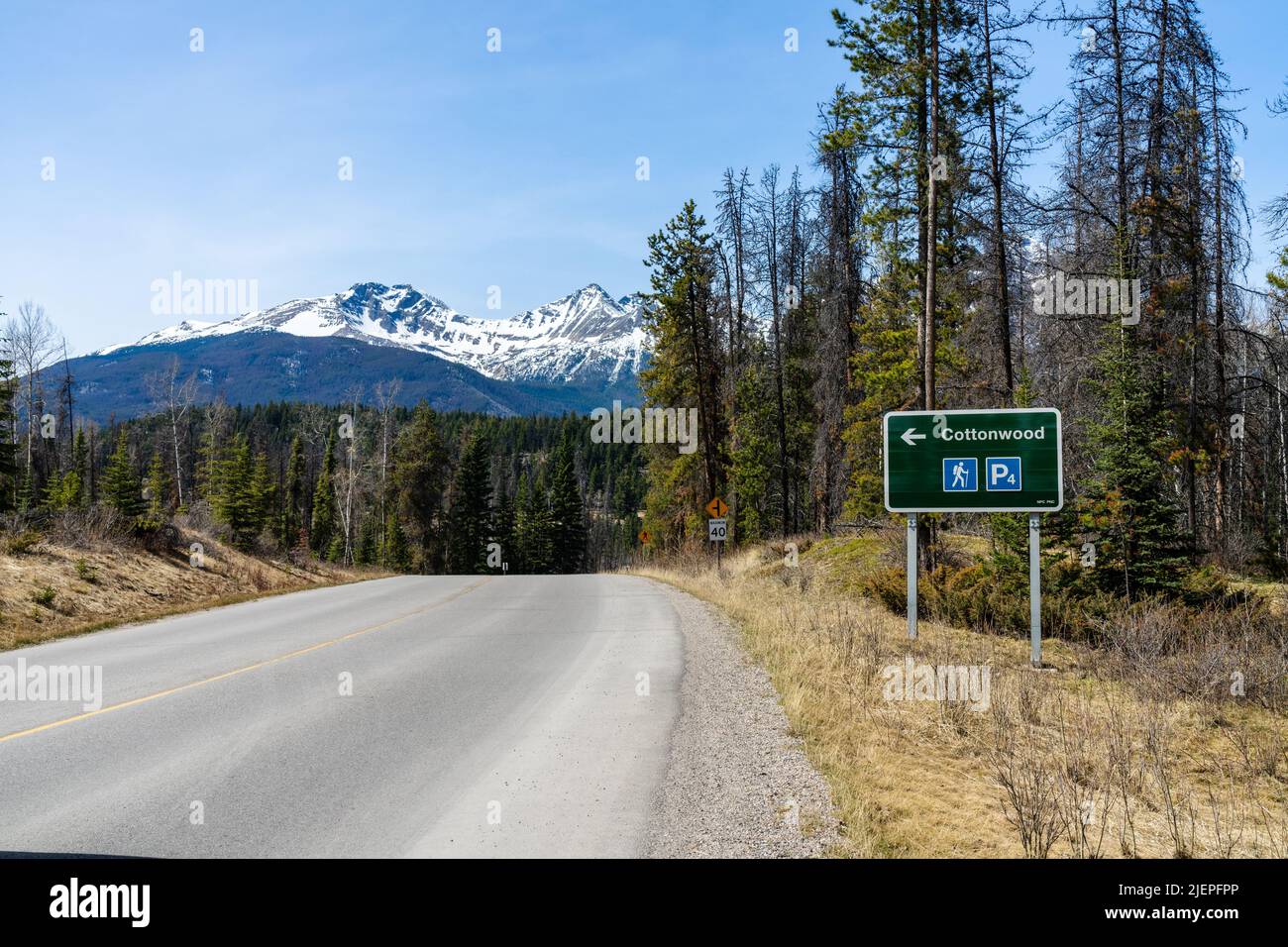 Pyramid Lake Road Sign, Cottonwood Slough Loop route. Jasper National ...
