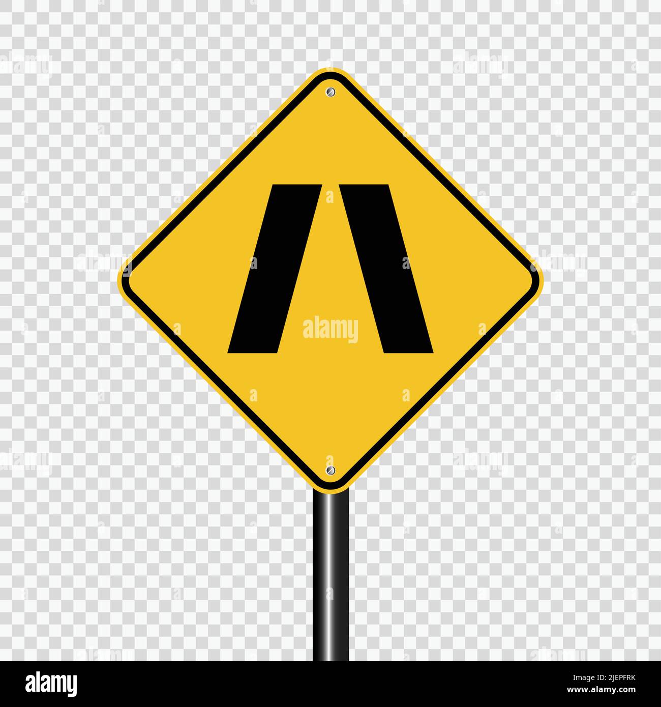 Approaching narrow bridge sign on transparent background,vector ...
