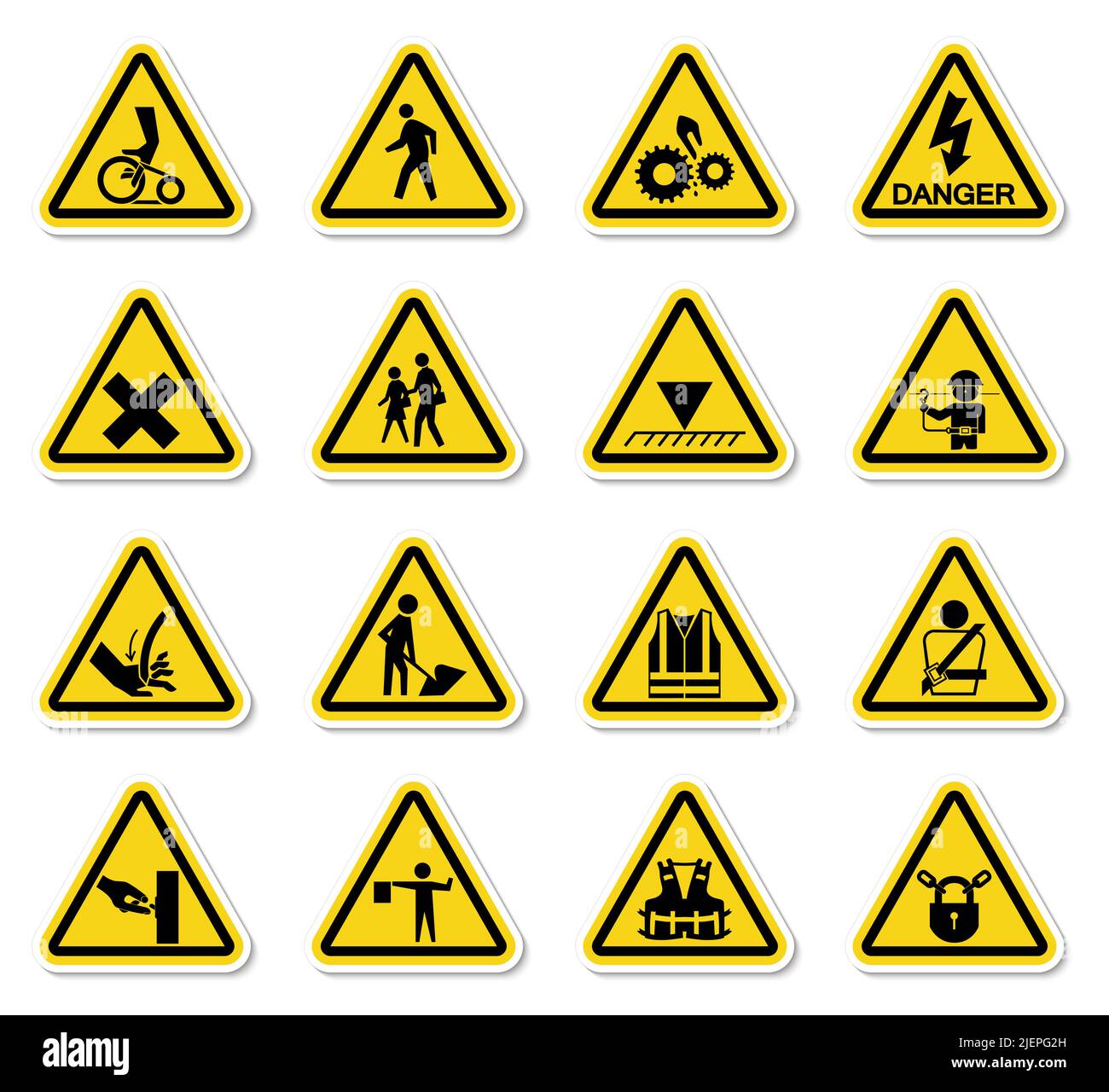 Warning Hazard Symbols labels Sign Isolate on White Background,Vector ...