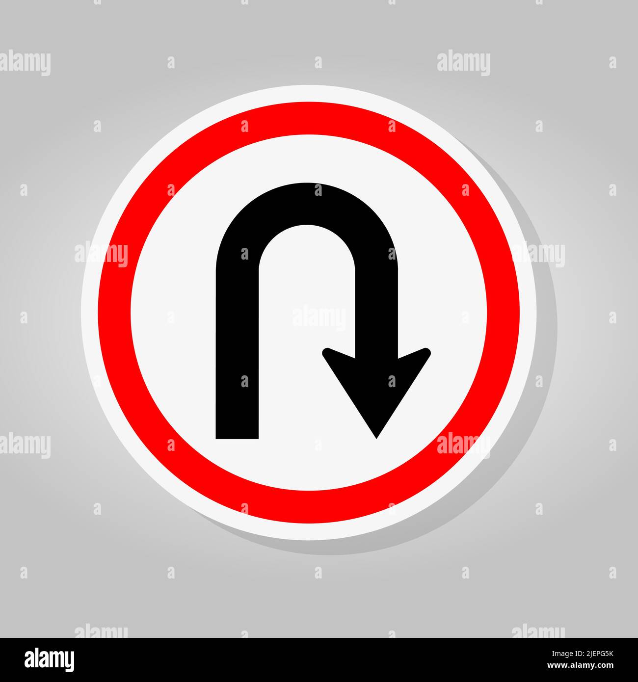 U-Turn Left Traffic Road Sign Isolate On White Background,Vector ...