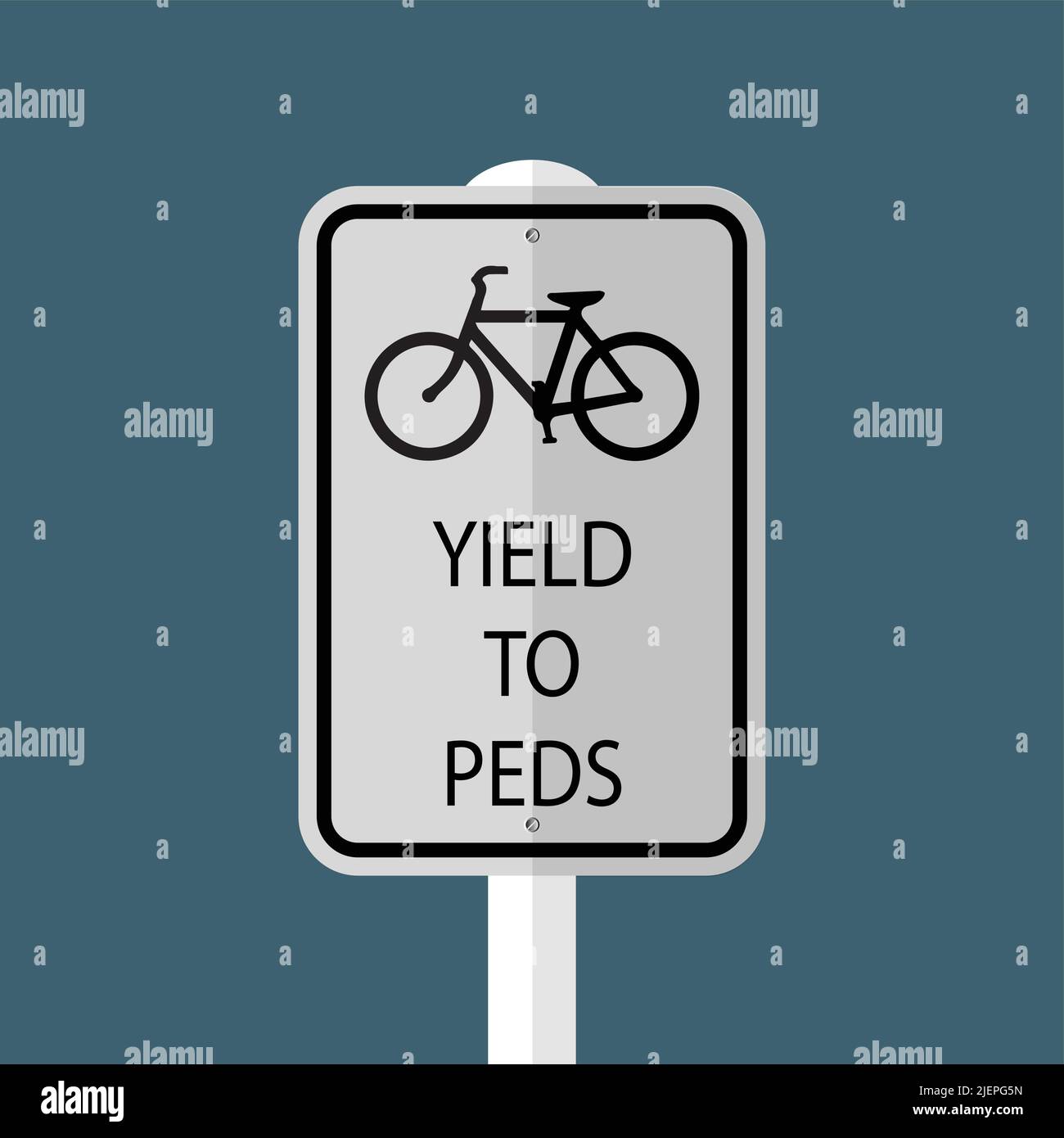Bicycles Yield to Pedestrians Sign isolated on grey sky background ...