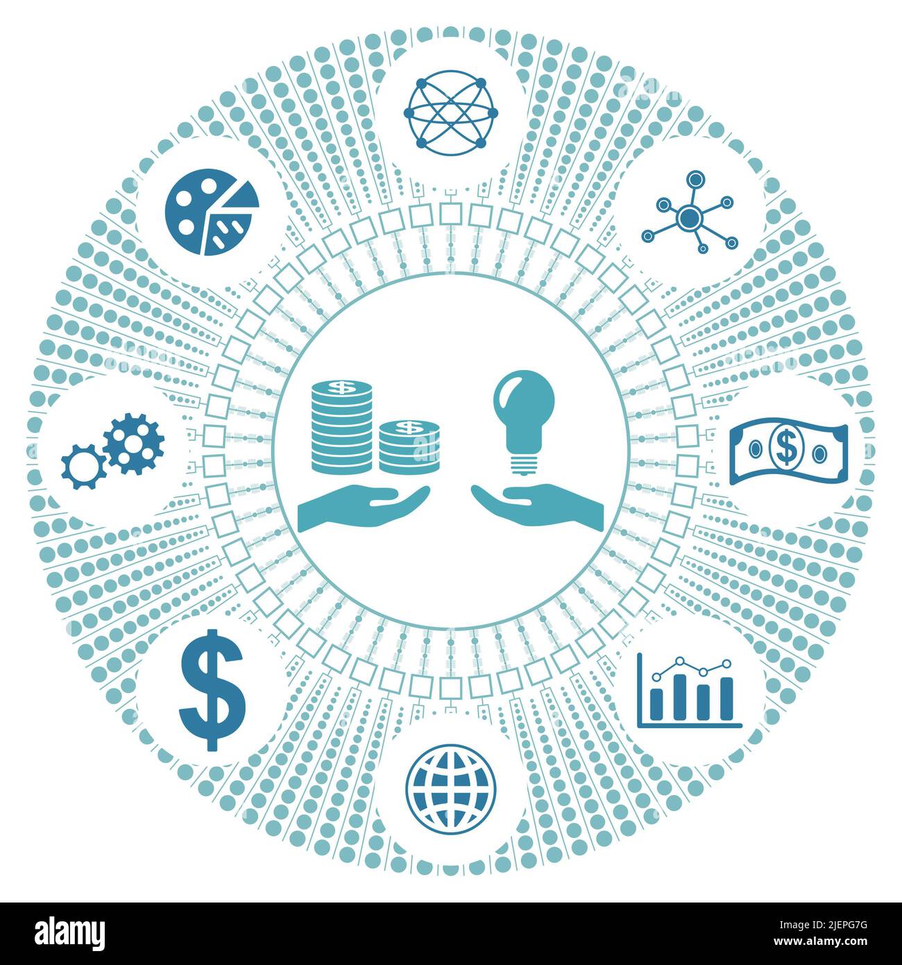 Concept of investors attraction with connected icons Stock Photo - Alamy