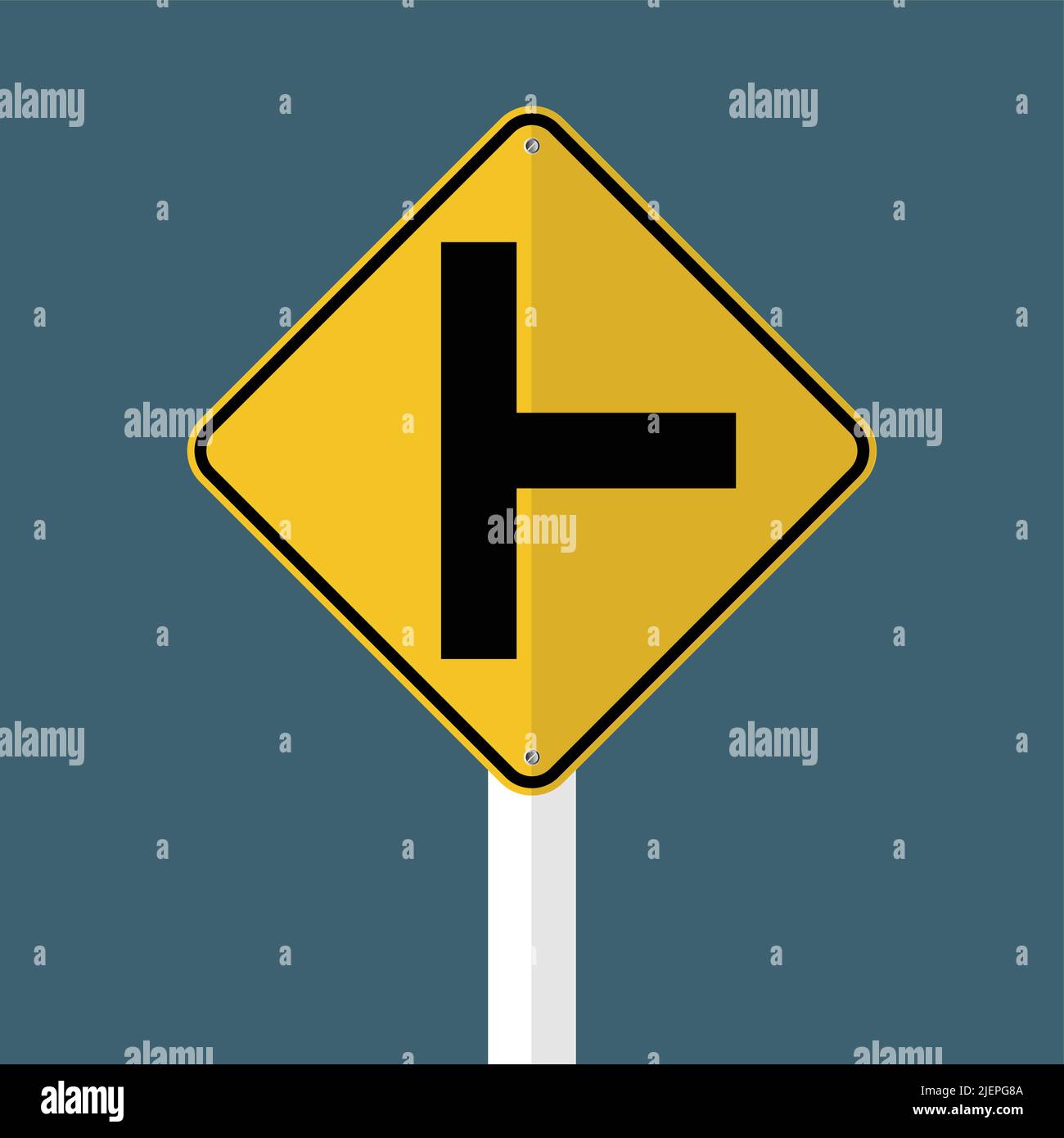 T-Junction Traffic Road Sign isolated on grey sky background,vector ...