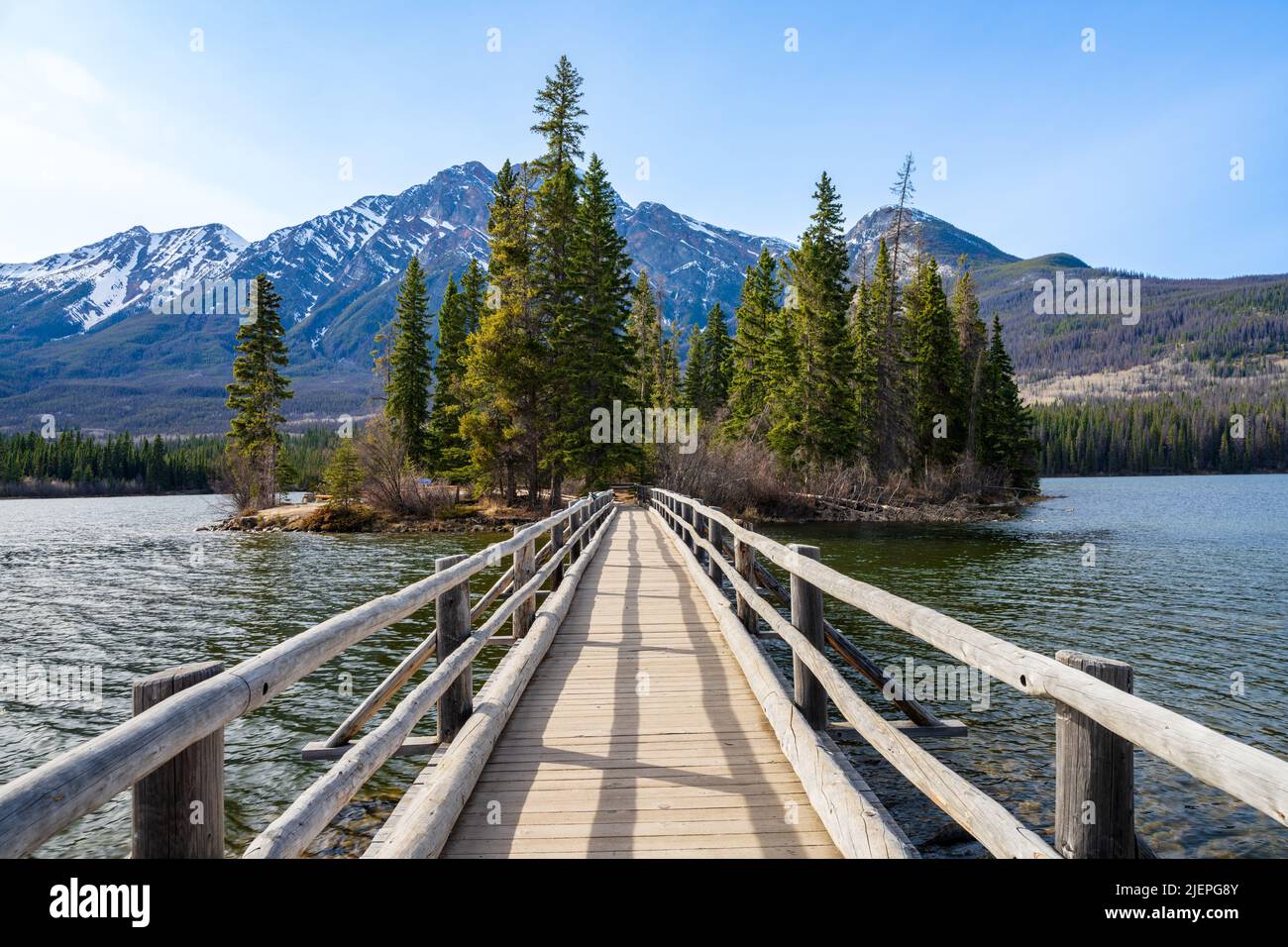 Pyramid Island, Pyramid Lake. Jasper National Park landscape. Canadian ...