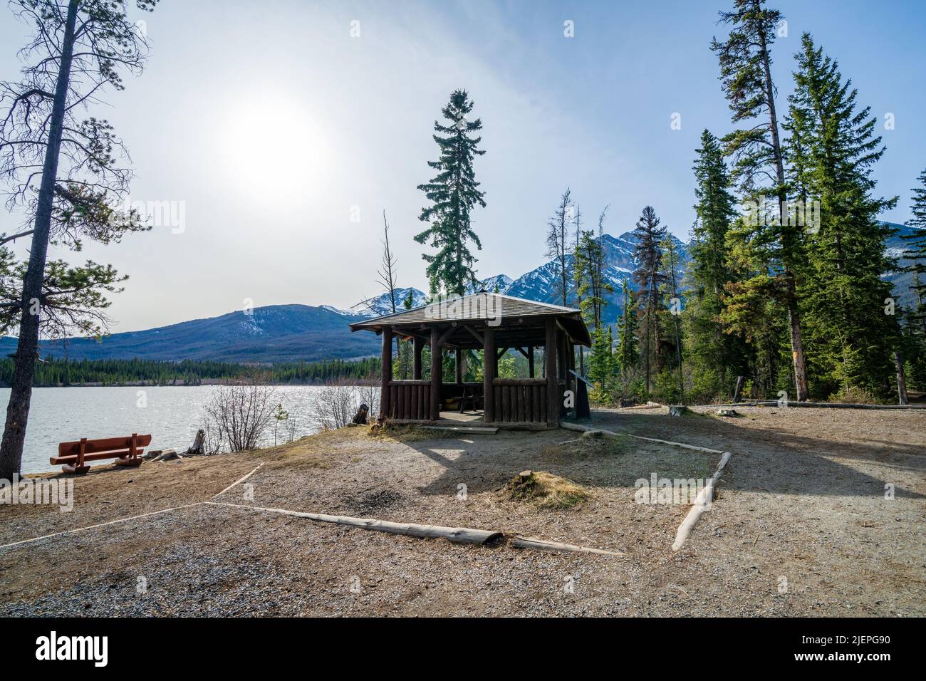 Pyramid Island, Pyramid Lake. Jasper National Park landscape. Canadian ...
