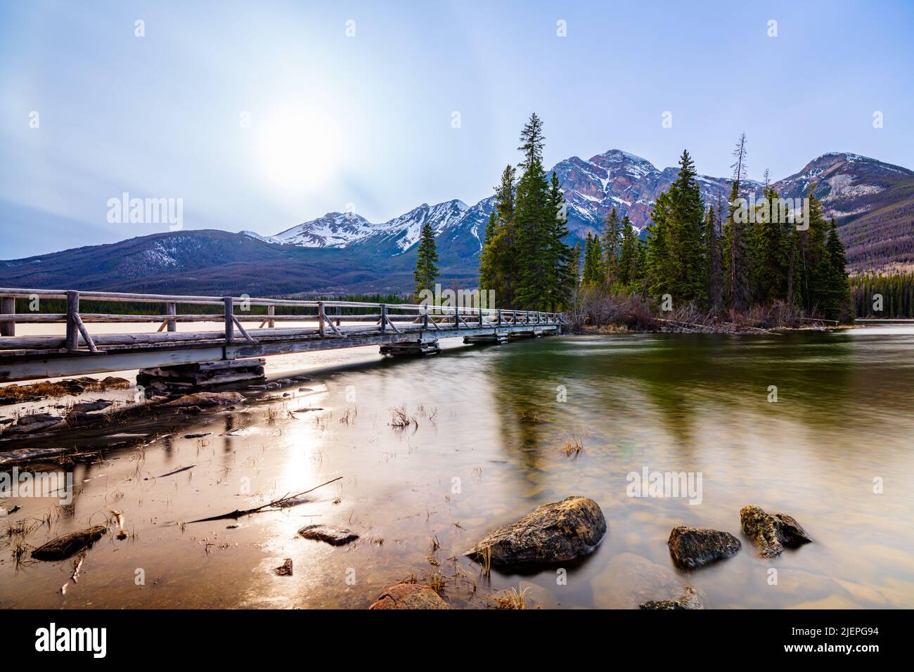 Pyramid Island, Pyramid Lake. Jasper National Park landscape. Canadian ...