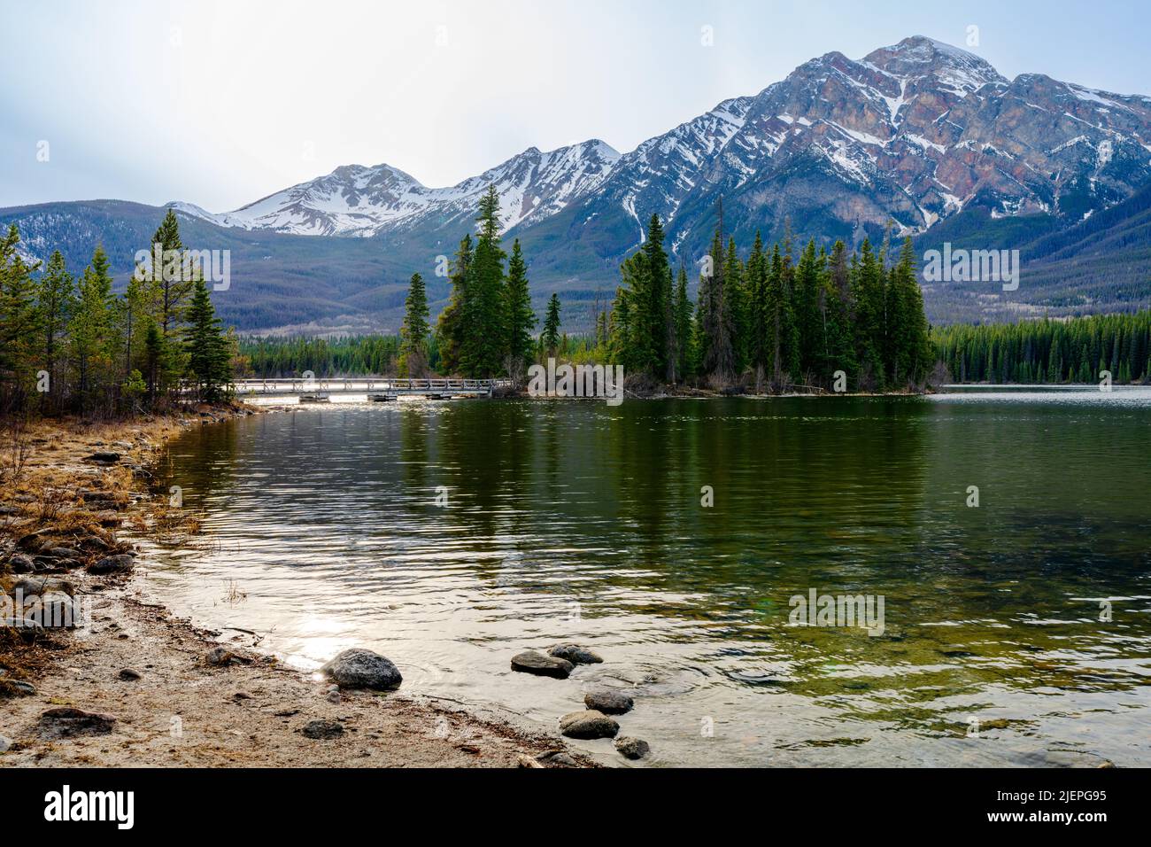 Pyramid Island, Pyramid Lake. Jasper National Park landscape. Canadian ...