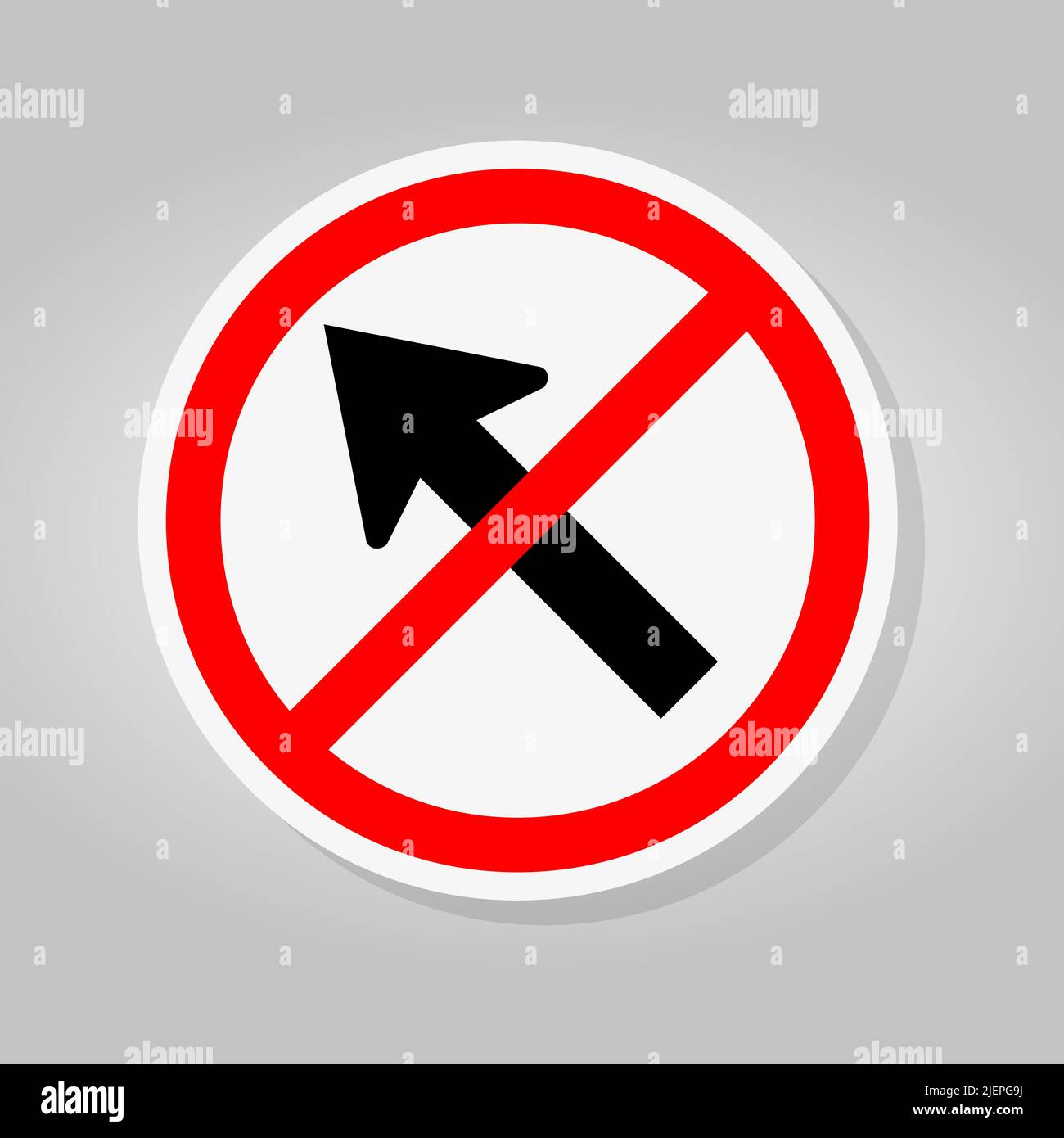 Prohibit Go To The Left By The Arrow Traffic Road Sign Isolate On White ...