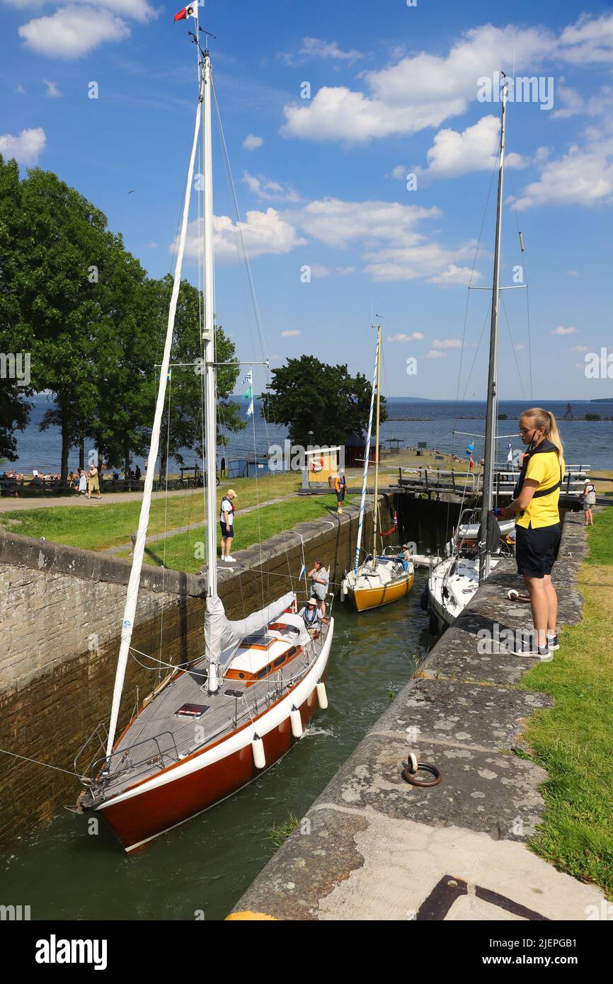 Berg, Sweden - June 27, 2022: Ongoing lockage at the Locks at Berg in ...