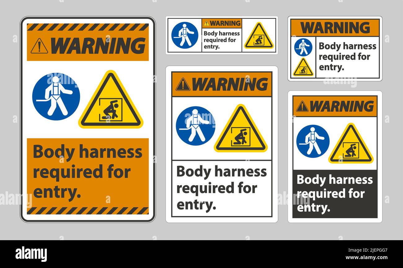 Warning Sign Body Harness Required For Entry Stock Vector Image & Art ...