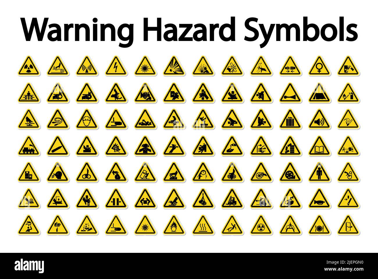 Warning Hazard Symbols labels Sign Isolate on White Background,Vector ...