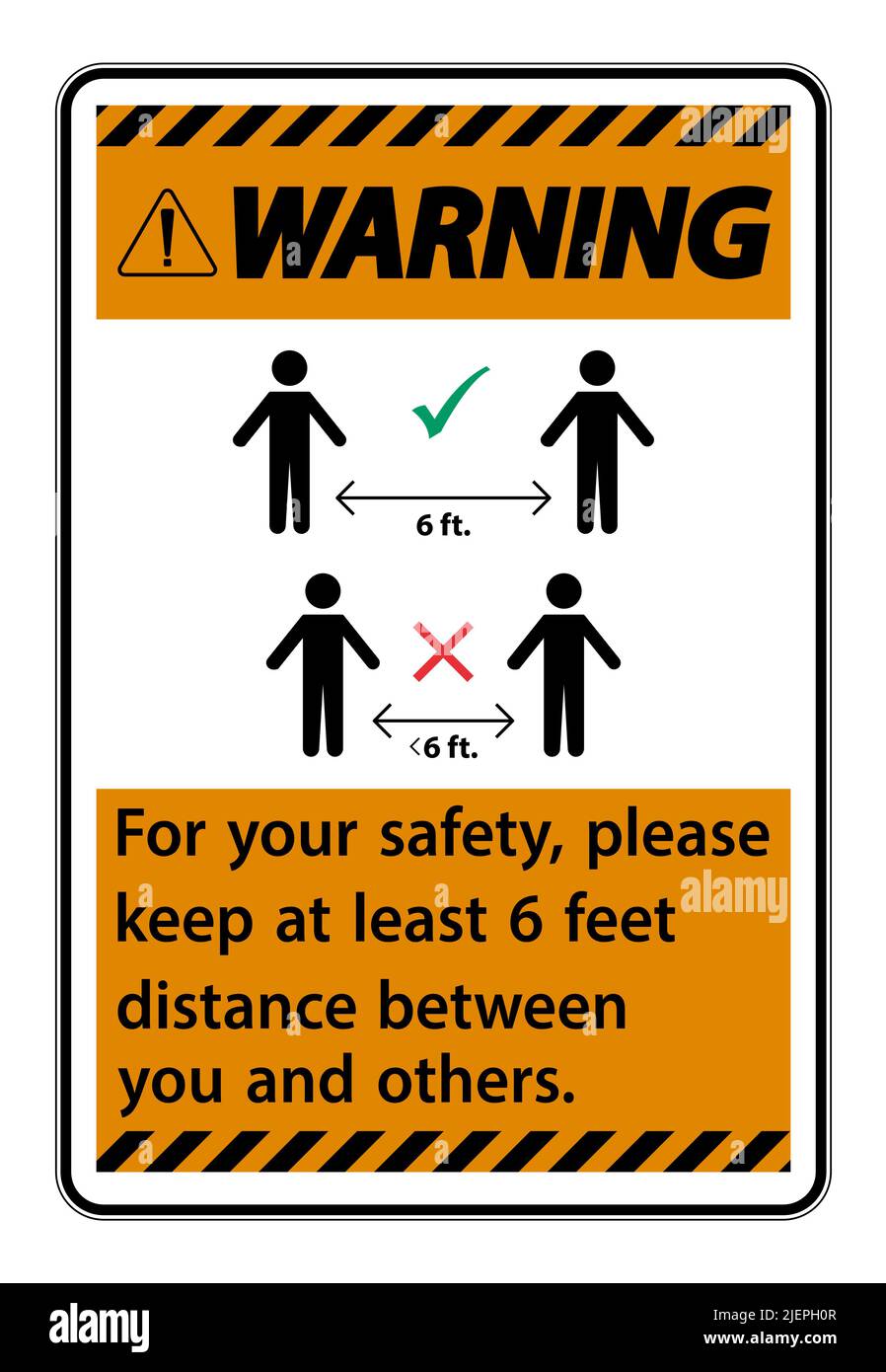 Warning Keep 6 Feet Distance,For your safety,please keep at least 6 ...