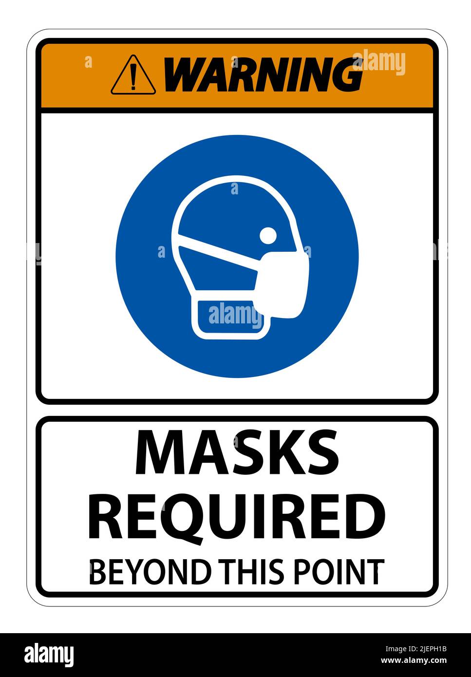Warning Masks Required Beyond This Point Sign Isolate On White ...
