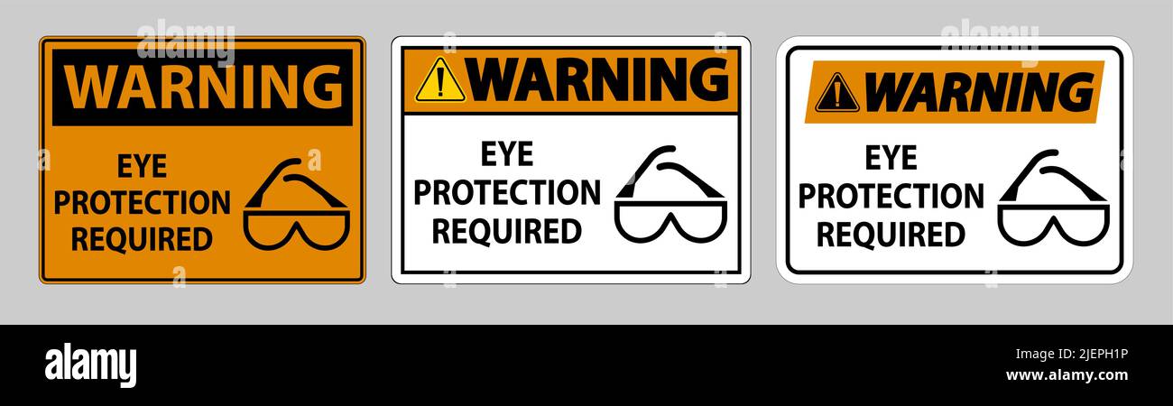 Warning sign Eye Protection Required on white background Stock Vector ...