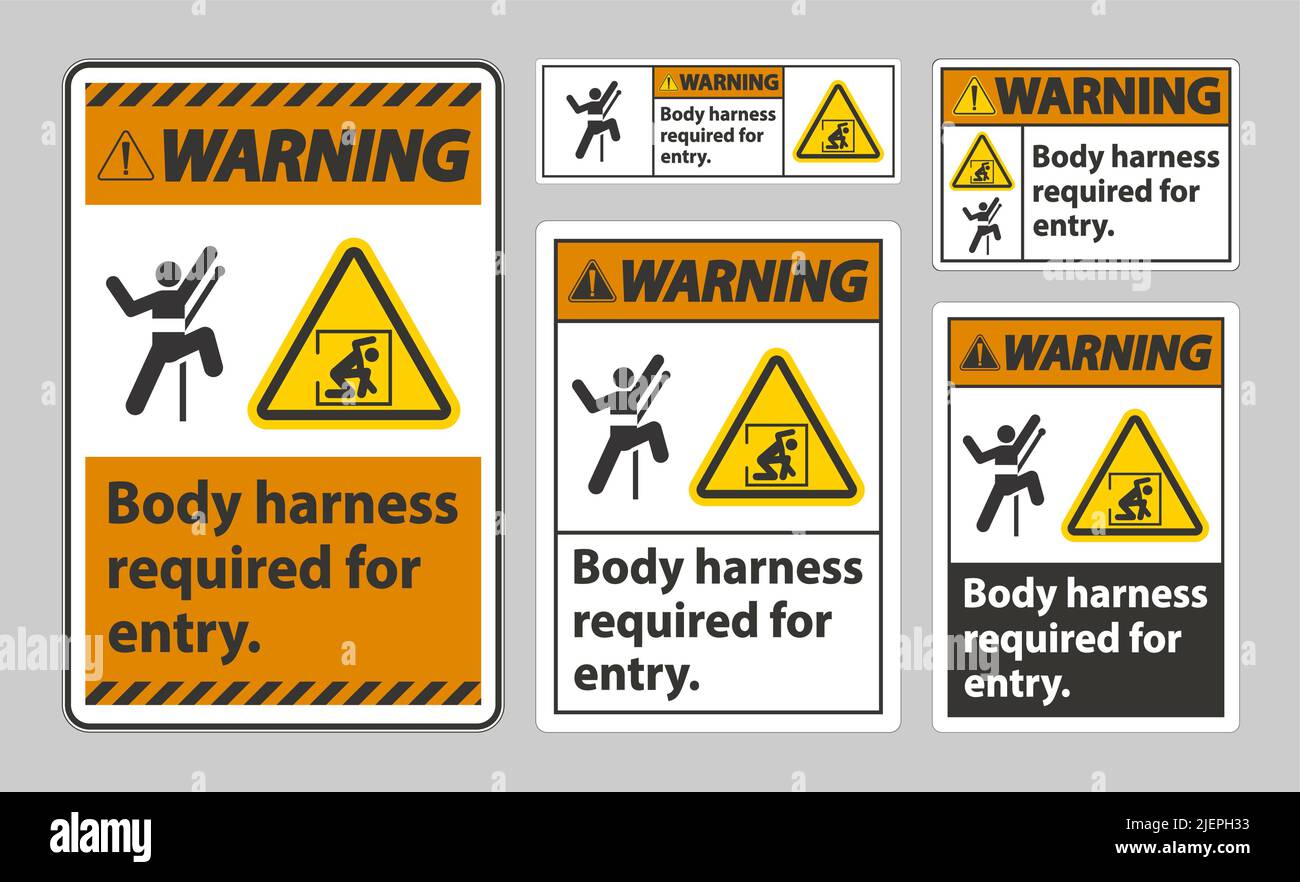 Warning Sign Body Harness Required For Entry Stock Vector Image & Art ...