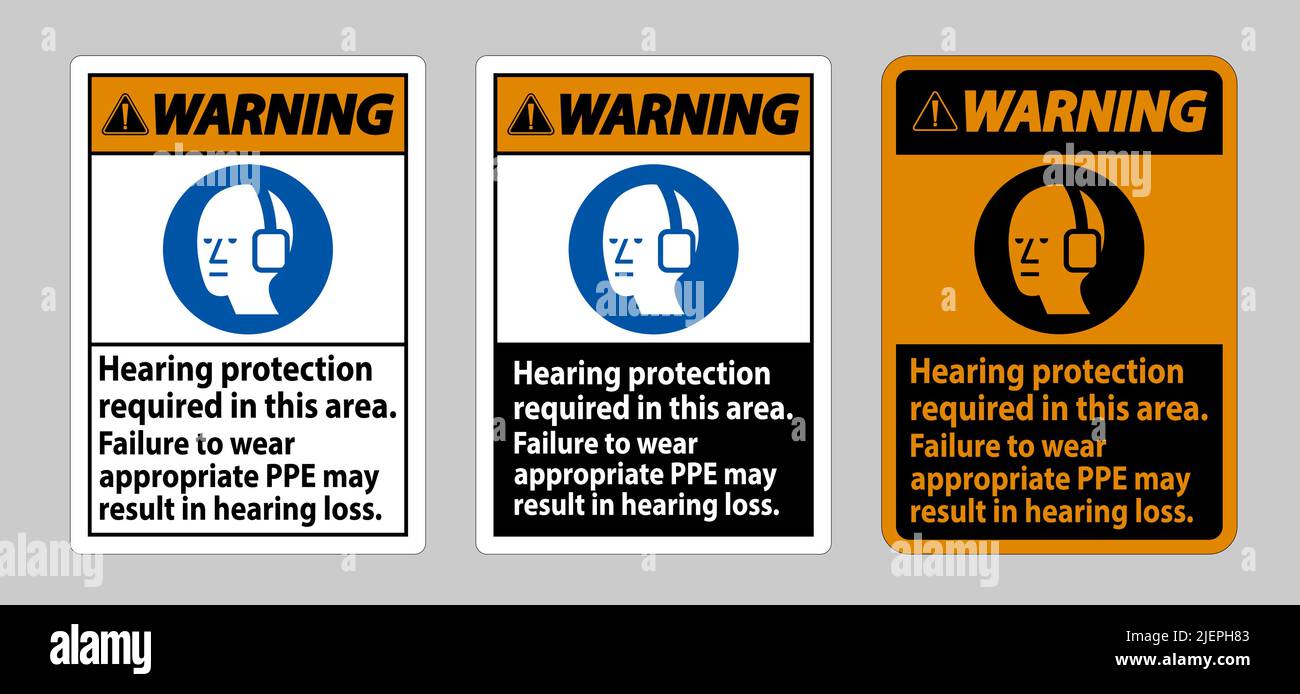 Warning Sign Hearing Protection Required In This Area, Failure To Wear ...
