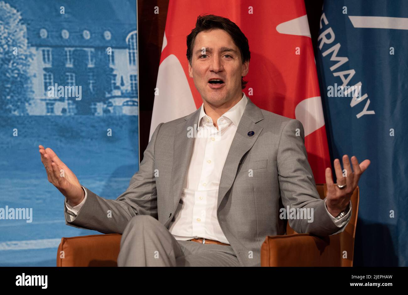 Prime Minister Justin Trudeau makes a comment as he meets with Italian ...