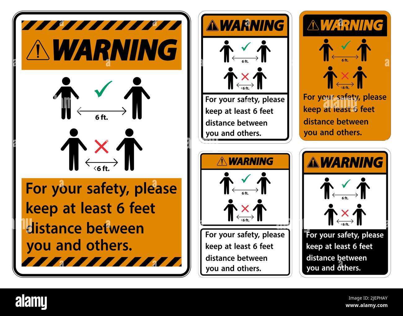 Warning Keep 6 Feet Distance,For your safety,please keep at least 6 ...