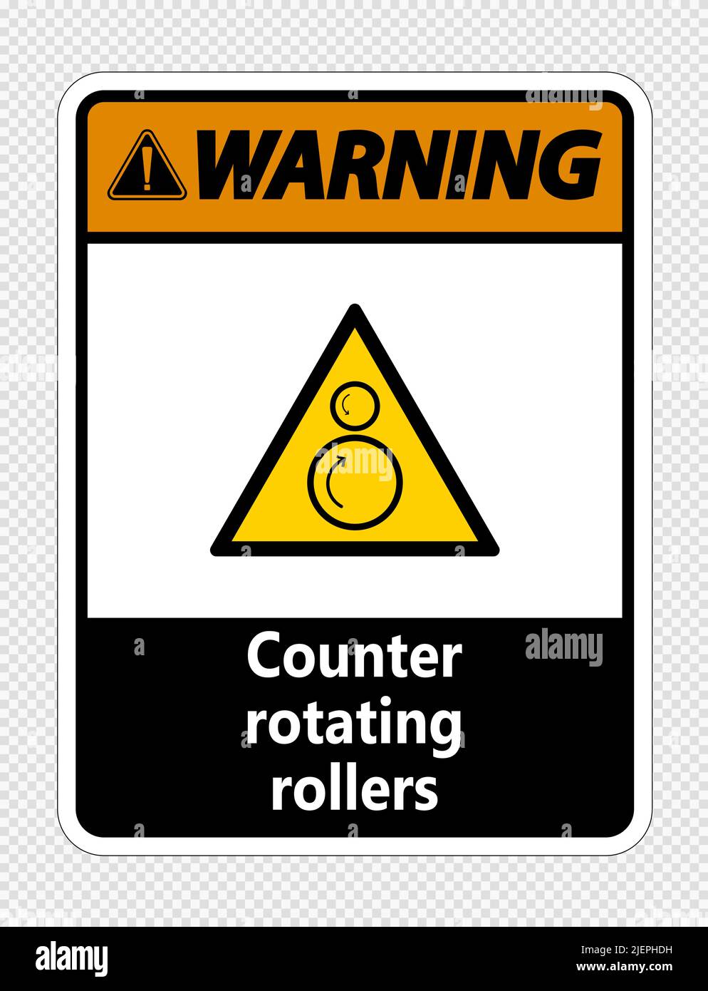 Warning counter rotating rollers sign on transparent background Stock ...