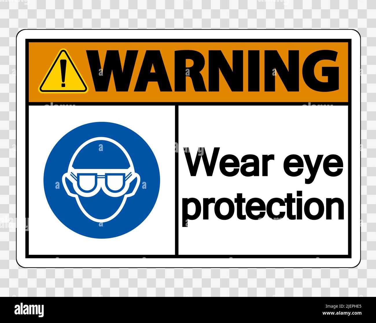 Warning Wear eye protection on transparent background,vector ...