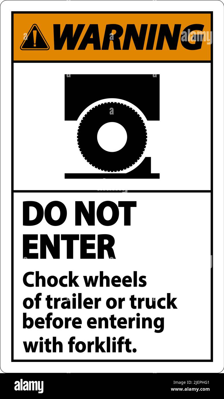 Warning Chock Wheels of Trailer Sign On White Background Stock Vector ...