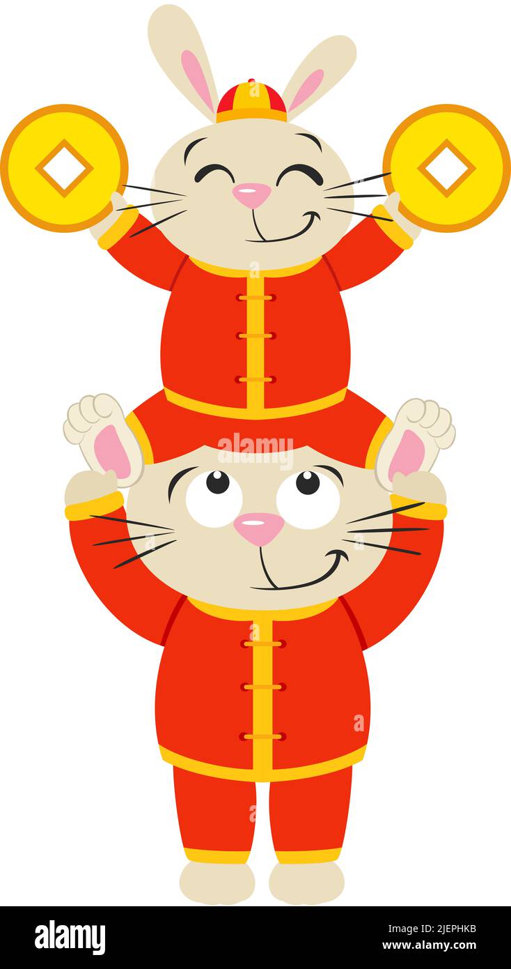 Cute happy chinese zodiac rabbits Stock Photo - Alamy