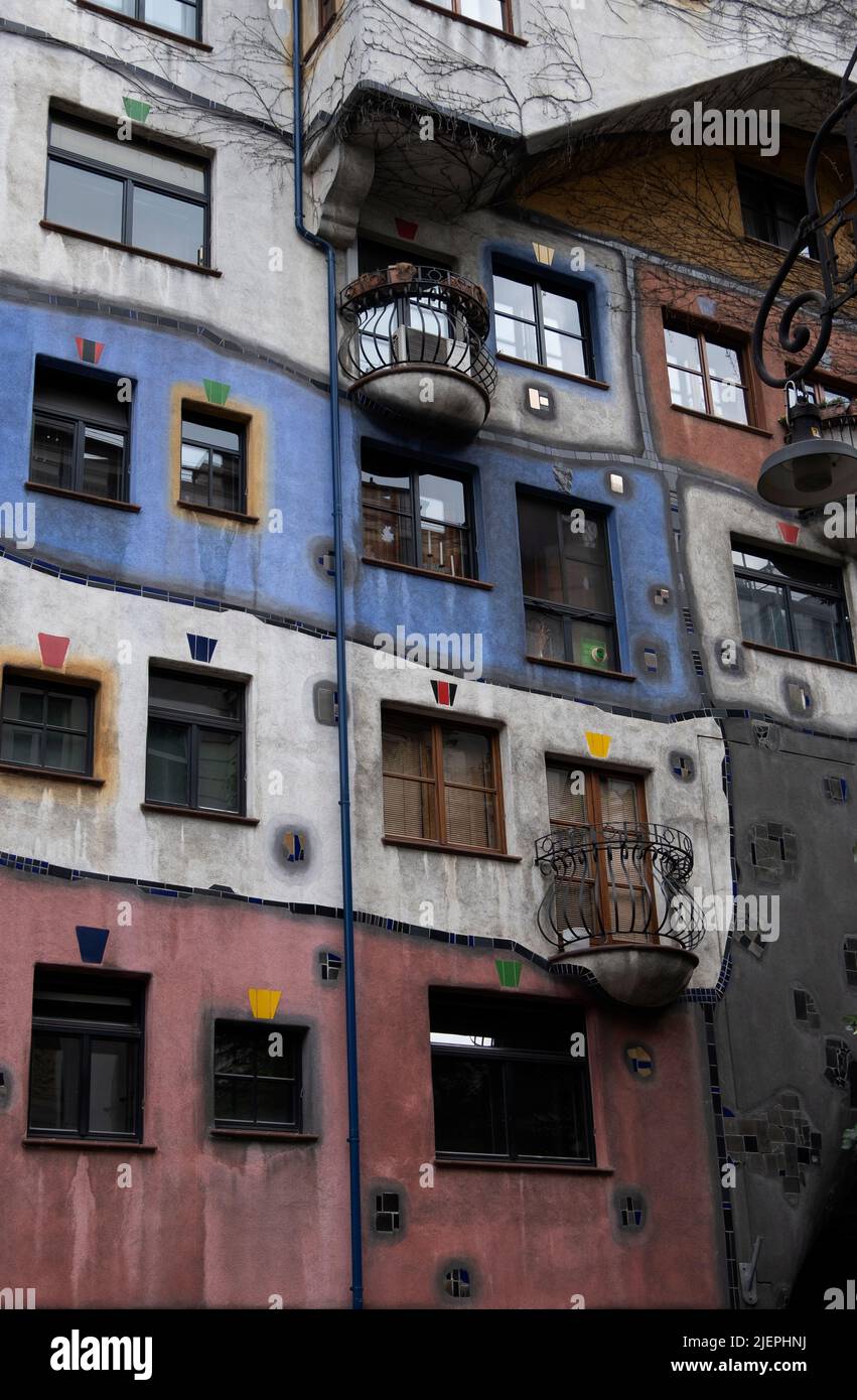 Colourful Facade of the Hundertwasser House in Vienna, Austria Stock ...
