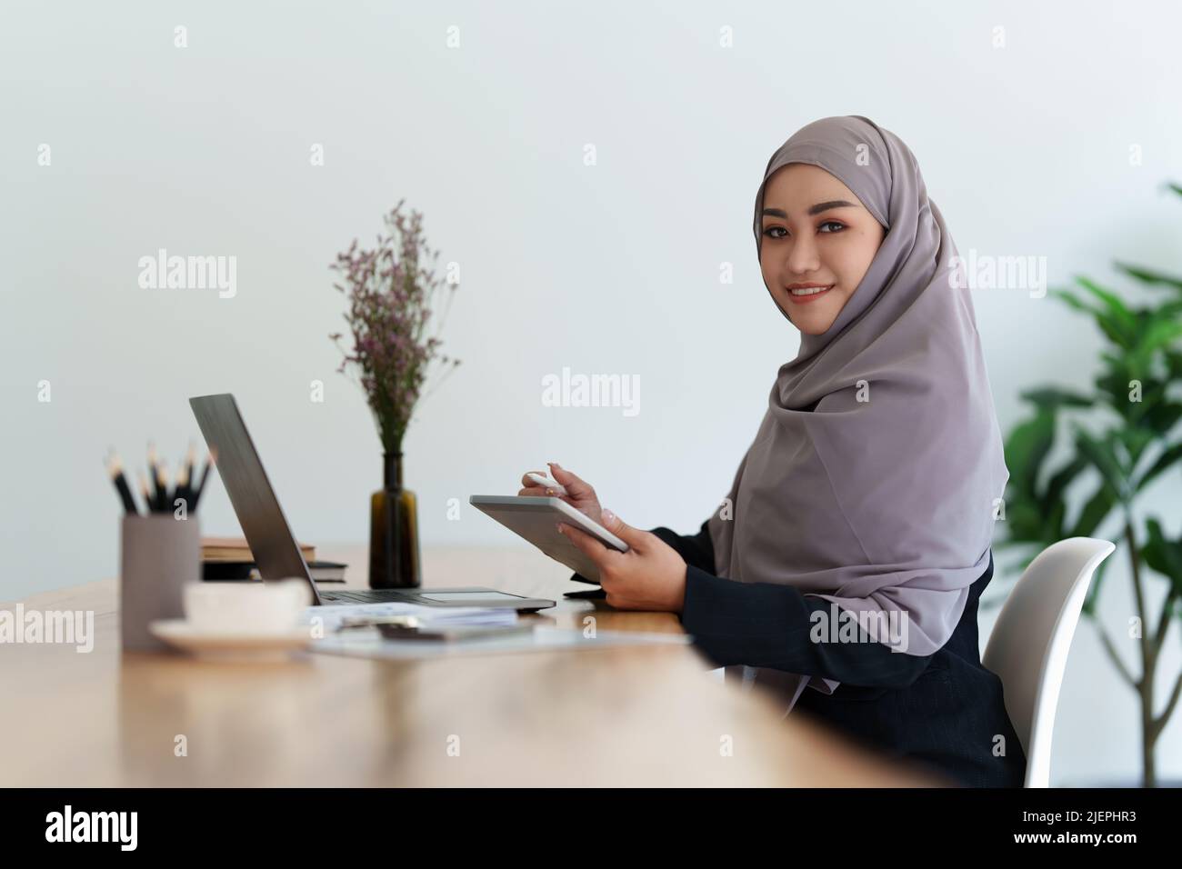 Business Finance audit tax Concept. Portrait of Muslim Young business ...