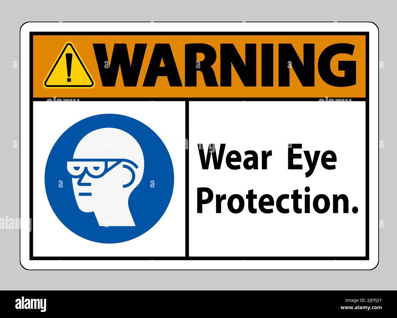 Warning Sign Wear Eye Protection on white background Stock Vector Image ...