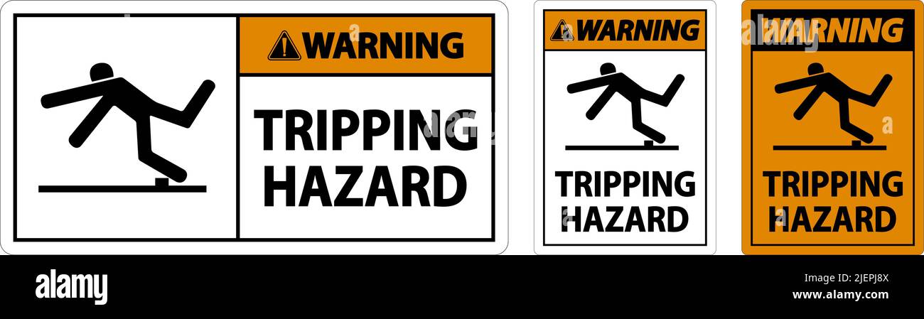 Warning Tripping Hazard Sign On White Background Stock Vector Image ...