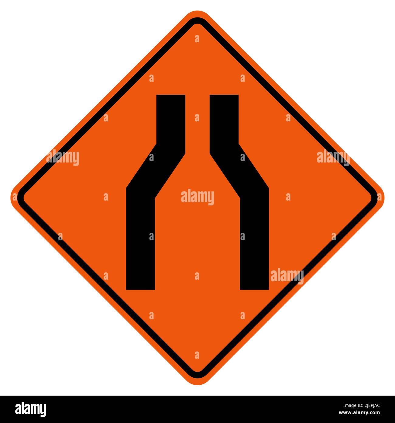 Narrowing Of The Road Traffic Symbol Sign Isolate on White Background ...