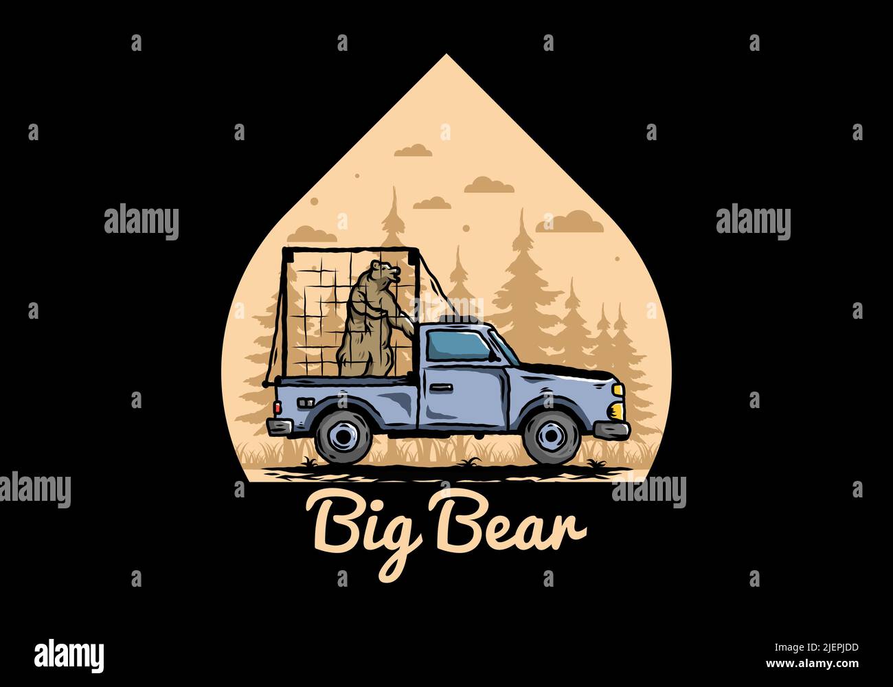Illustration of a Big bear in cage on car Stock Vector Image & Art - Alamy