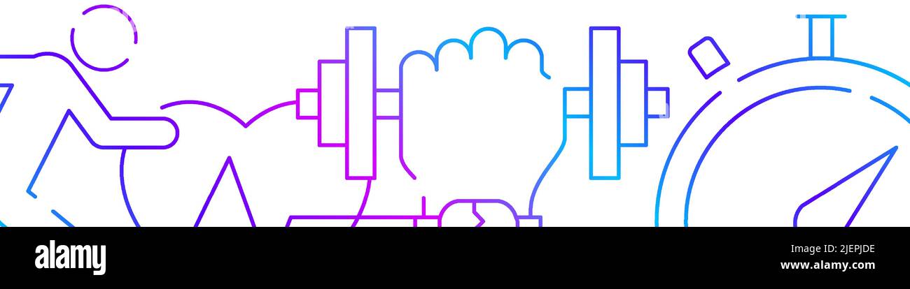 Fitness GYM related horizontal banner or bottom border template ...