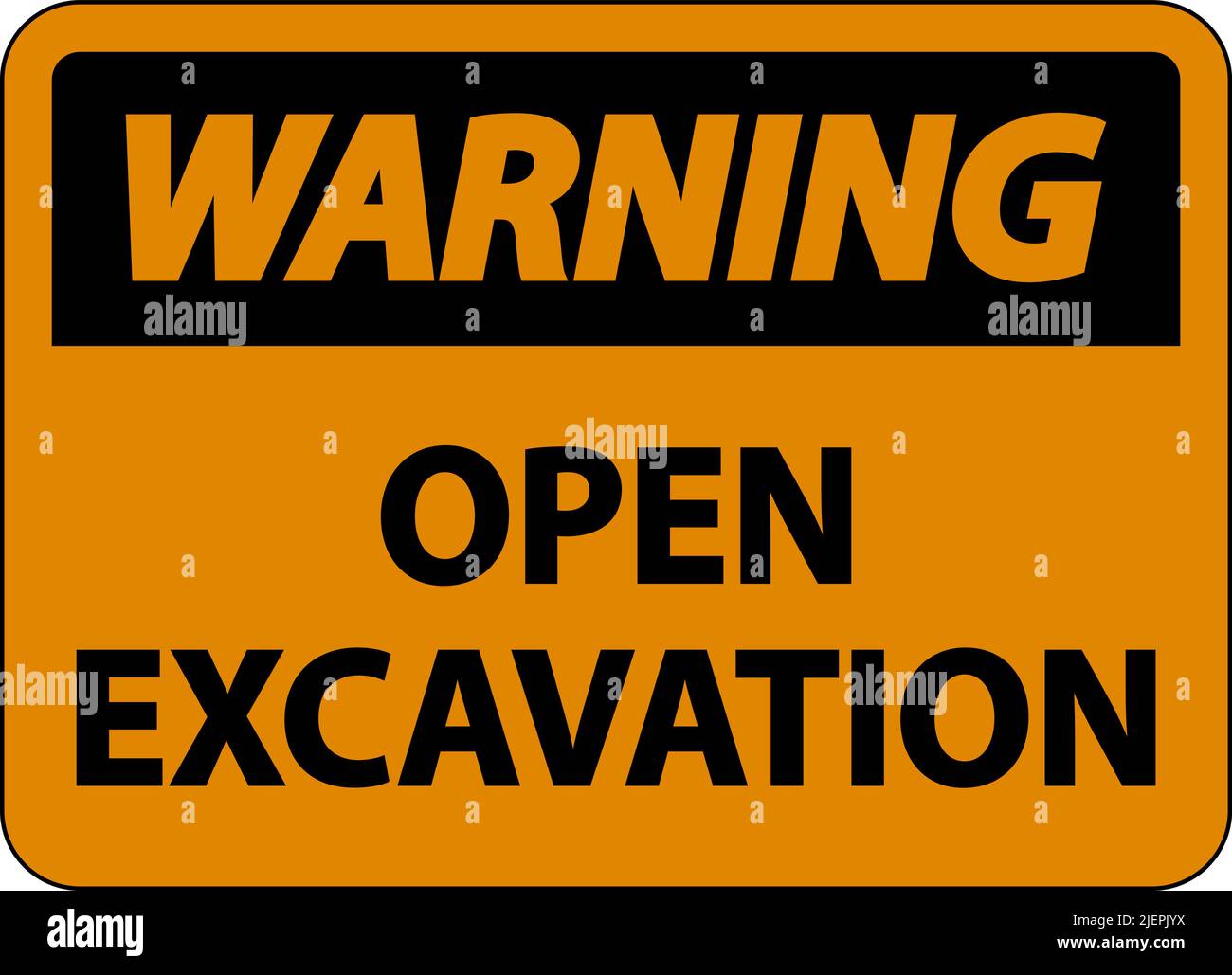 Warning Open Excavation Sign On White Background Stock Vector Image ...