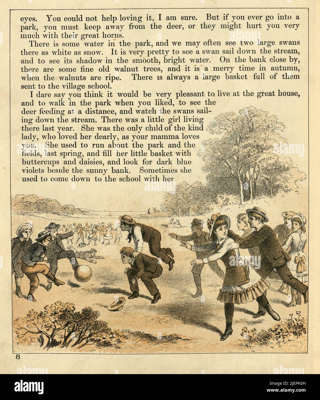 Group of Children playing games outdoors, Football, Leapfrog, Boys and ...