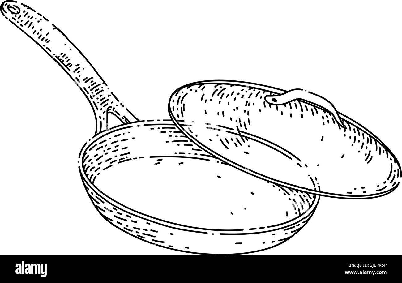 frying pan sketch hand drawn vector Stock Vector Image & Art - Alamy