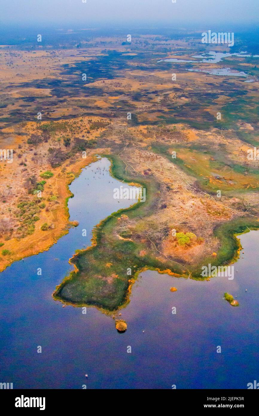 Aerial view, Okavango Wetlands, Okavango Delta, UNESCO World Heritage ...