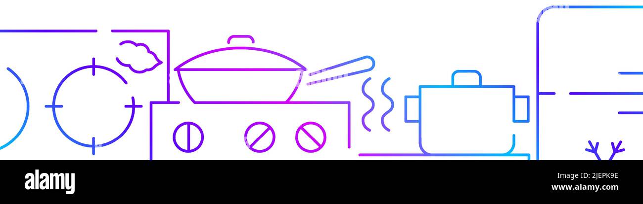 Cooking, kitchenware related horizontal banner or bottom border ...