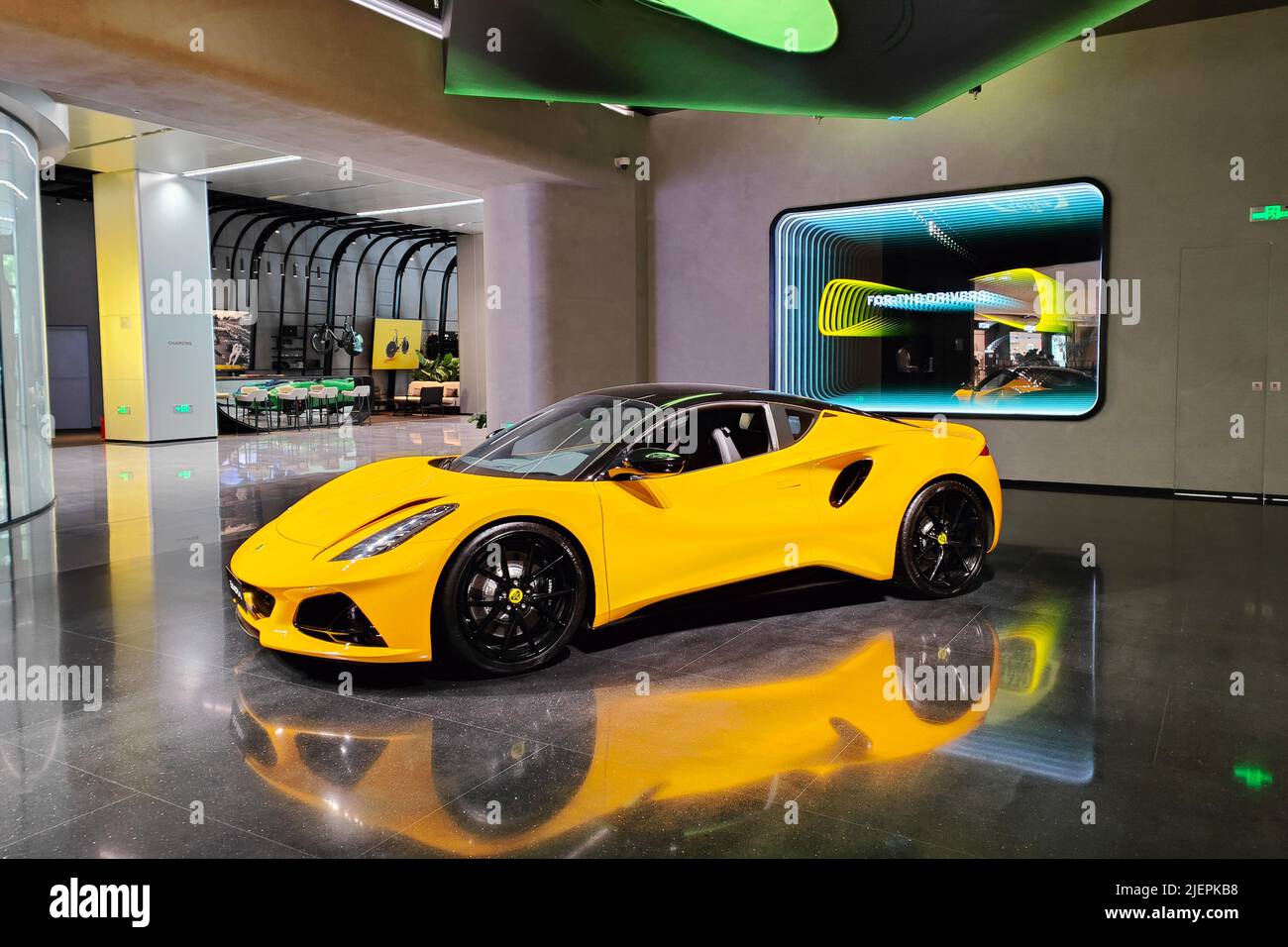 SHANGHAI, CHINA - JUNE 28, 2022 - A LOTUS sports car is displayed at a ...